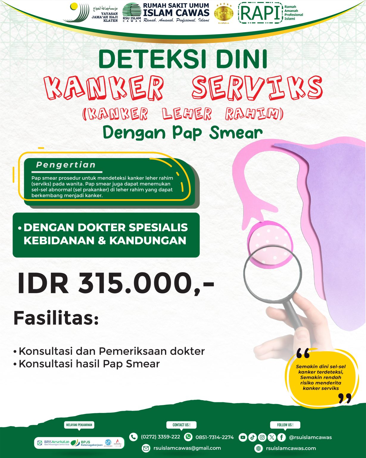 KANKER SERVIKS BISA DI DETEKSI SALAH SATUNYA DENGAN PEMERIKSAAN PAP ...